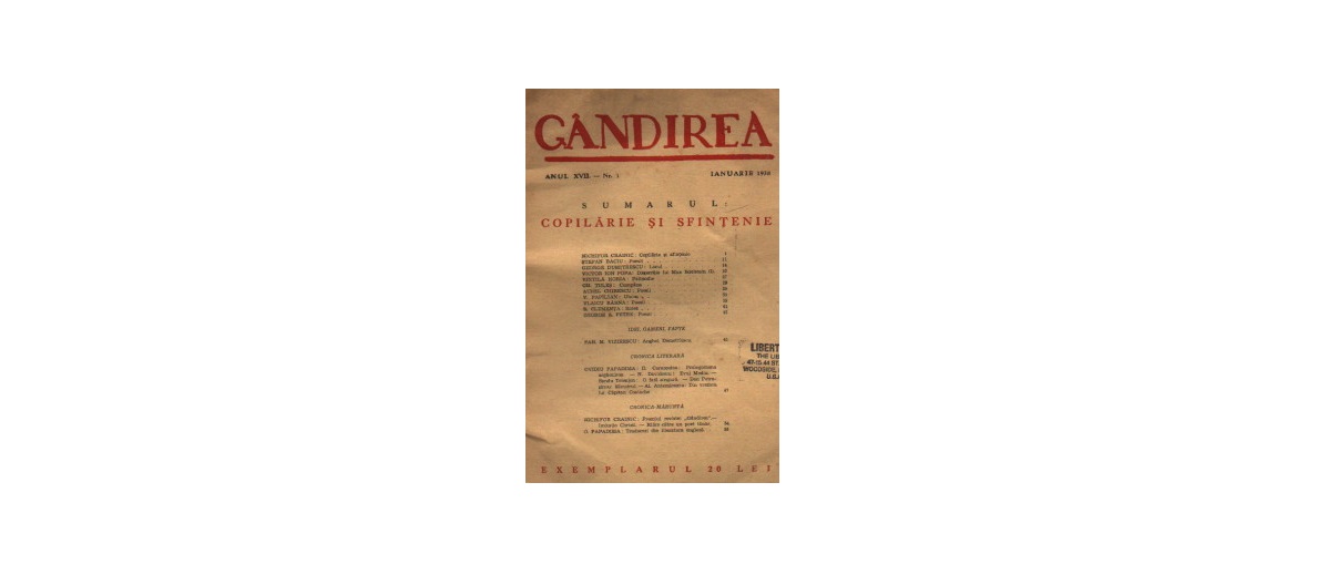 Fondată la Cluj în data de 1 mai 1921, revista Gândirea